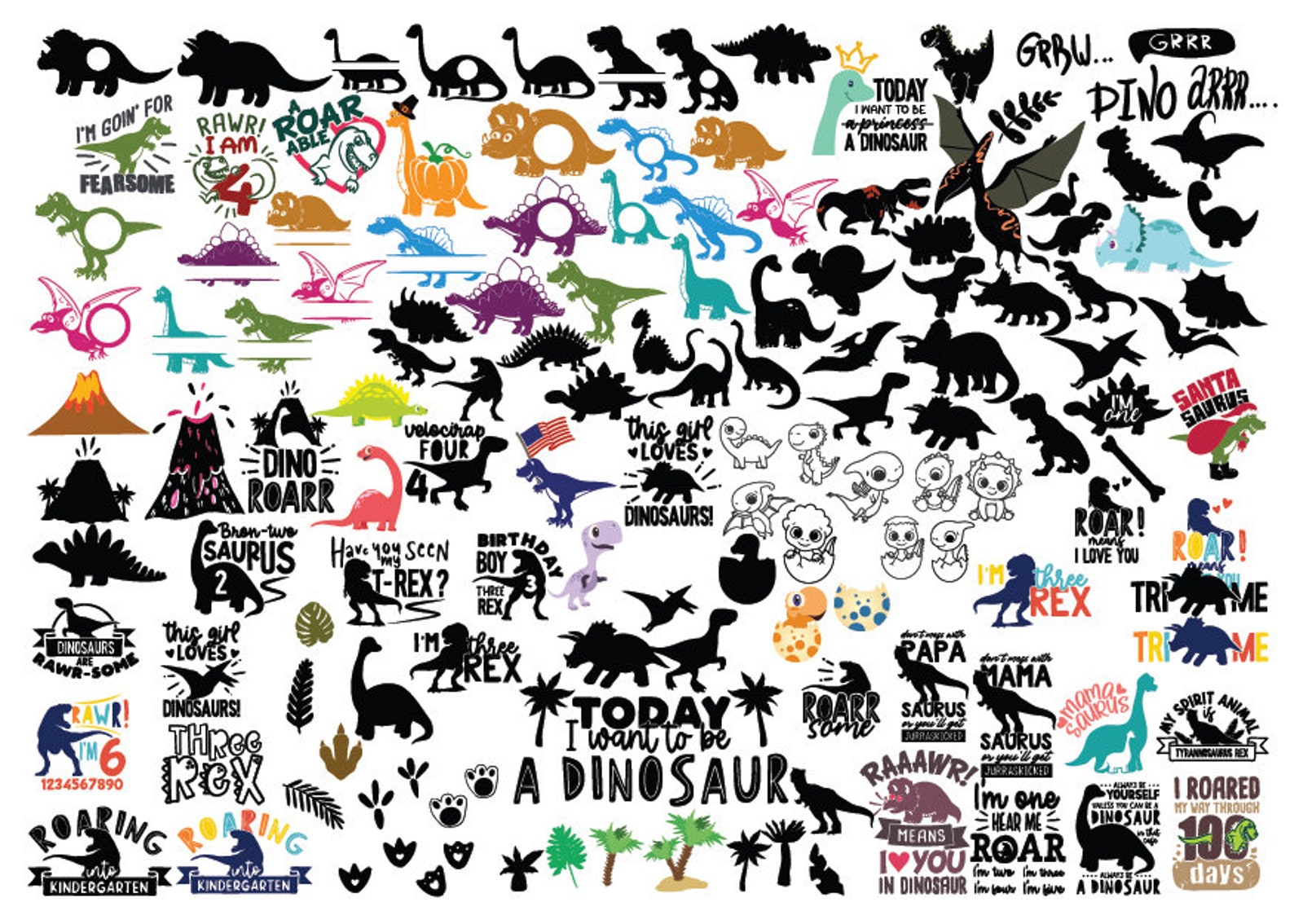 135 Dinosaur SVG Cut Files, Dino Clipart (digital Download) - Etsy