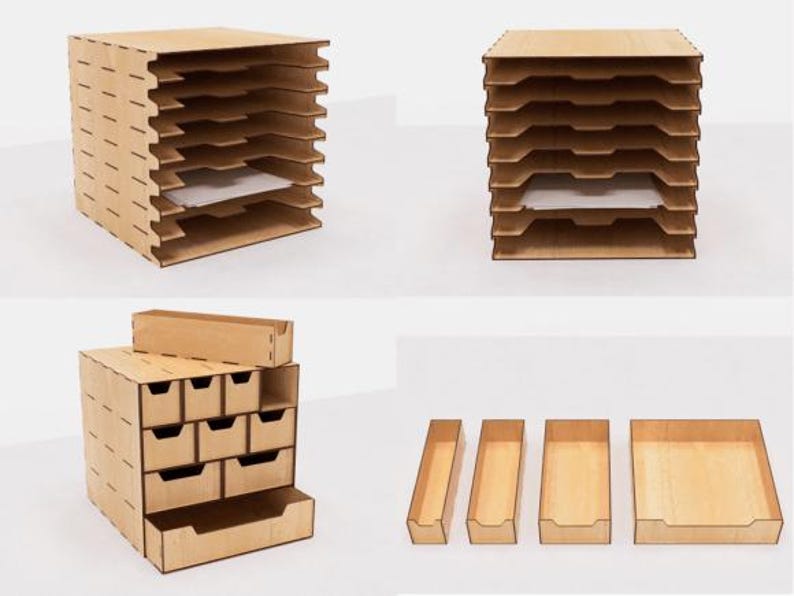 Laser Cut 12 Box Drawer Bundle: Stackable Storage Organizer Designs,diy ...