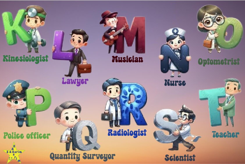 Jobs Alphabet Print, Printable Educational Poster, Learning ABC ...