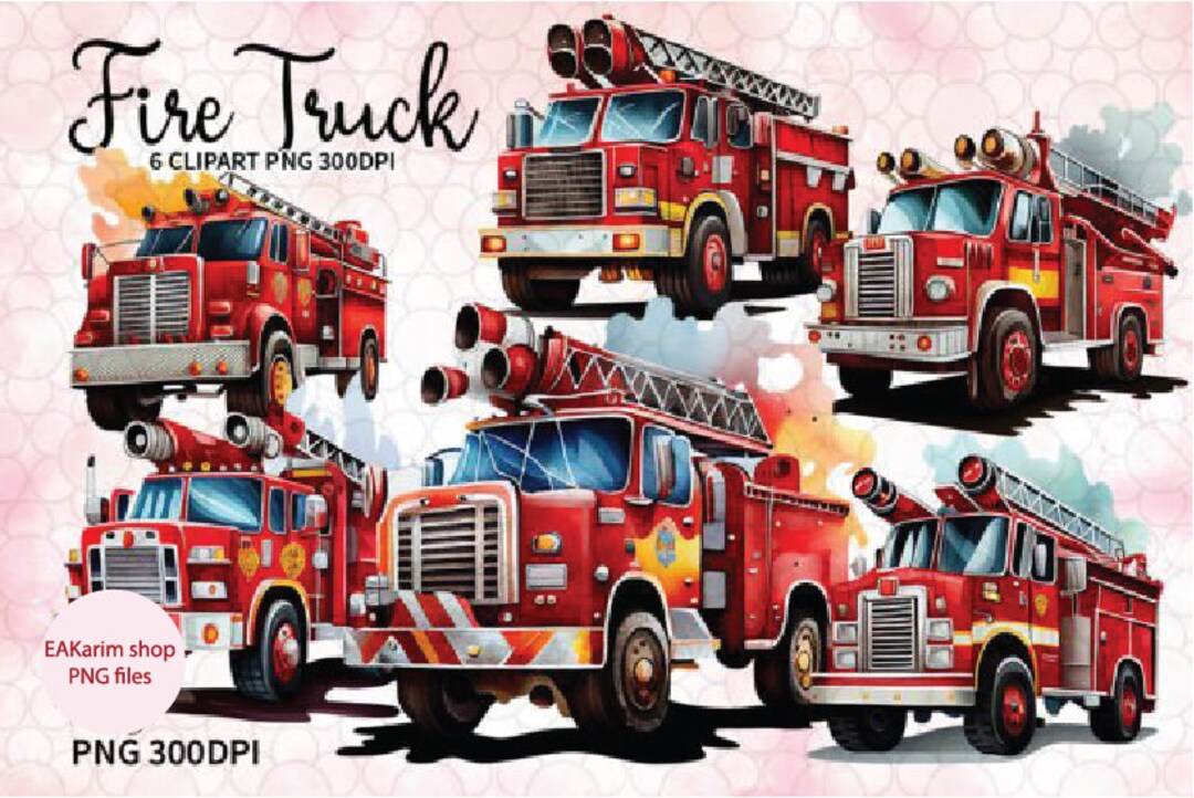 Fire Truck Watercolor, Fire Truck PNG Clipart, Fireman Fire Truck PNG ...