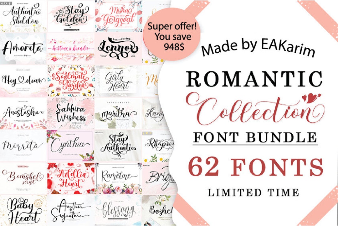 ROMANTIC FONT BUNDLE, Modern Font, Font Ttf, Digital Font, Font Download, Wedding Font ...