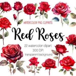 Watercolor Red Rose Borders Clipart - Seamless Roses and Leaves in PNG ...