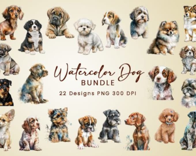 Watercolor Dog Clipart Bundle, Puppy Clipart, Watercolor Spring Clipart ...