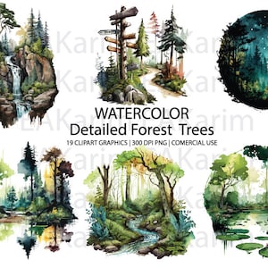 Watercolor Forest Clipart, Wood Clip Art, PNG, Free Commercial Use ...
