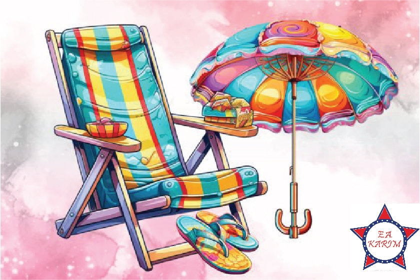 Retro Beach Watercolor, Beach Clipart, Watercolor Beach Scenes, Digital ...