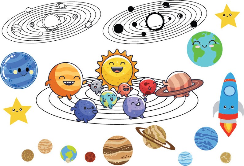 SOLAR SYSTEM SVG - Parade of Planets Cut File, Planet Svg Bundle, Outer ...