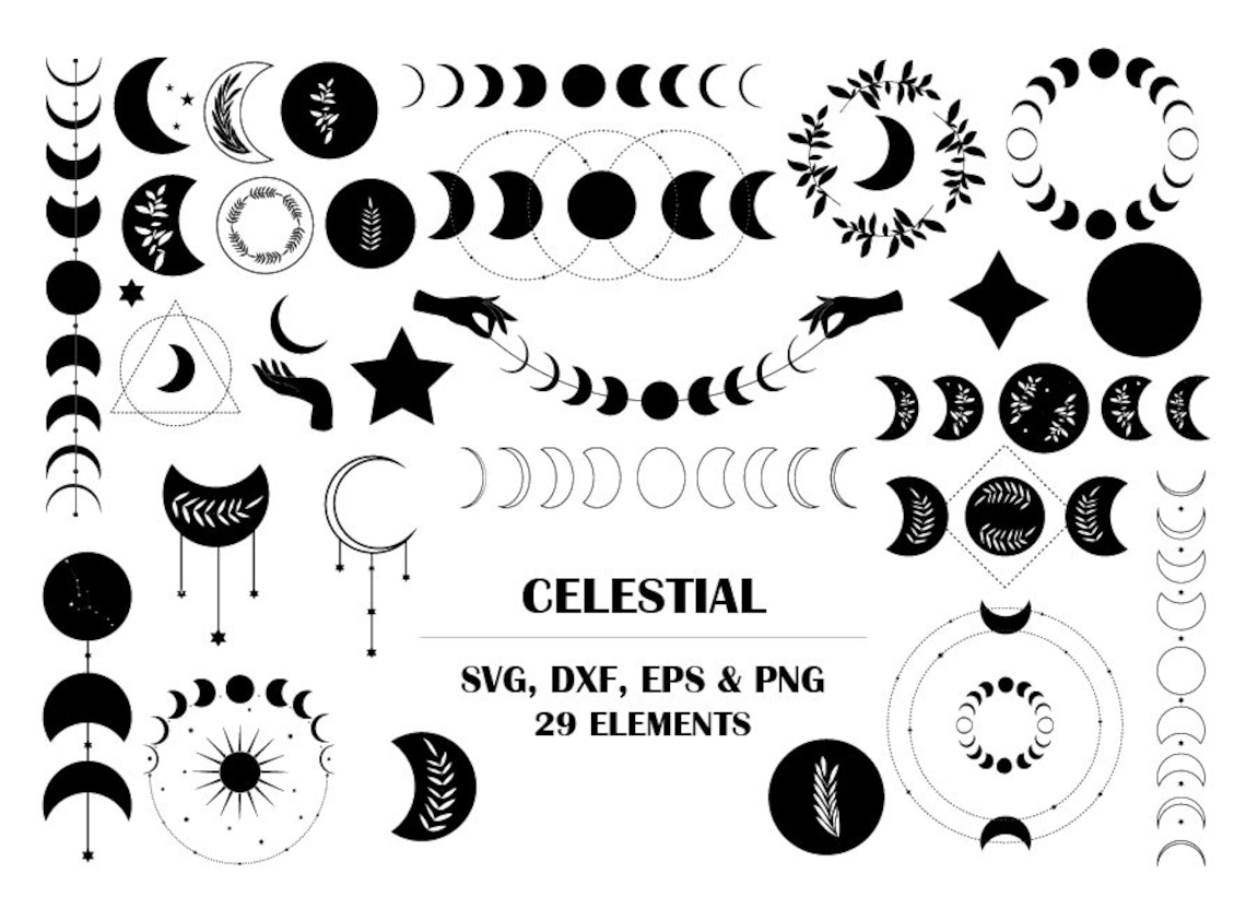 MOON SVG CELESTIAL Svg Mystical Moon Clipart Star Svg - Etsy