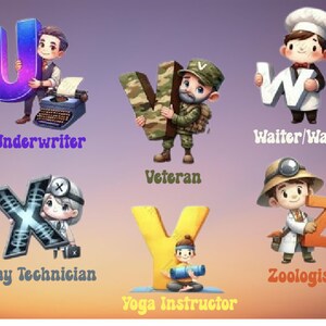 Jobs Alphabet Print, Printable Educational Poster, Learning ABC ...