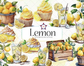 Lemons Watercolor Clipart Bundle, Images of Refreshing Summer Lemon ...