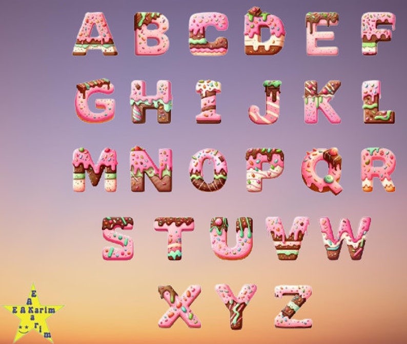 Candyland Alphabet Clipart, Candy Letters (digital Files) - Etsy