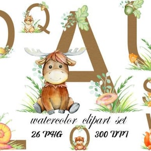 Woodland Alphabet Clipart, Letter Clip Art, Fog Forest, Commercial Use ...