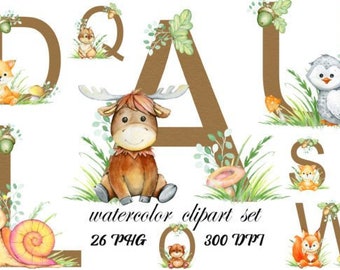 Woodland Alphabet Clipart, Letter Clip Art, Fog Forest, Commercial Use ...