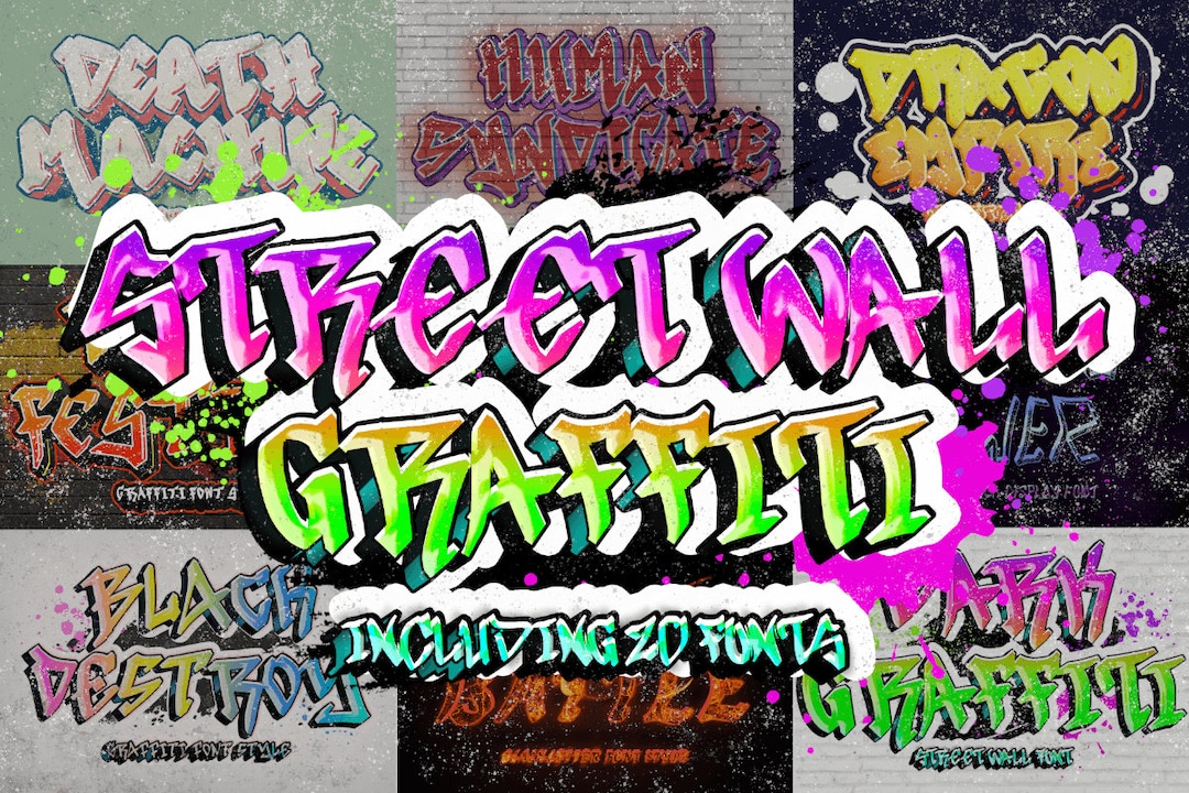 20 GRAFFITI COLLECTIONS, Graffiti Font, Graffiti Designs, Font Bundle ...