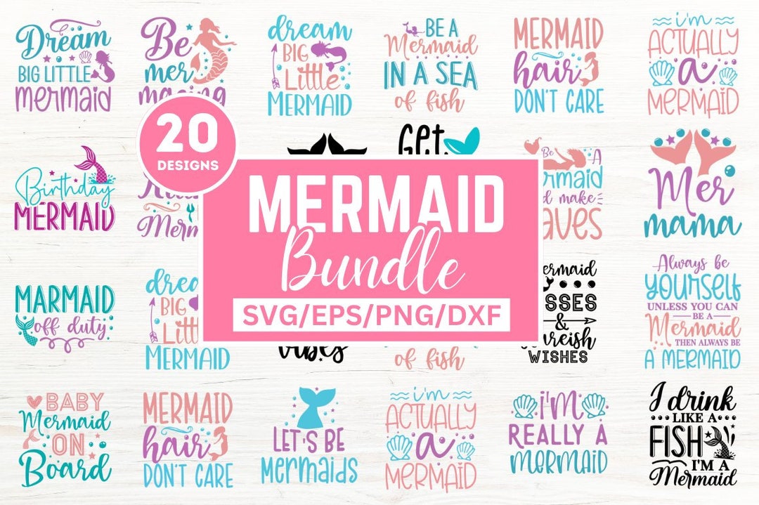 Mermaid Sayings SVG | Mermaid Quotes Design Bundle | Mermaid Design Set ...