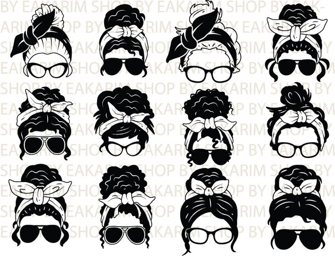 Messy Bun Svg, Bundle Messy Bun Png / Svg, Messy Bun Mom Svg, Messy Bun ...