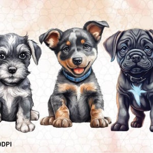 BABY DOGS WATERCOLOR, Puppies Clipart Png, Baby Dogs Clip Art for ...
