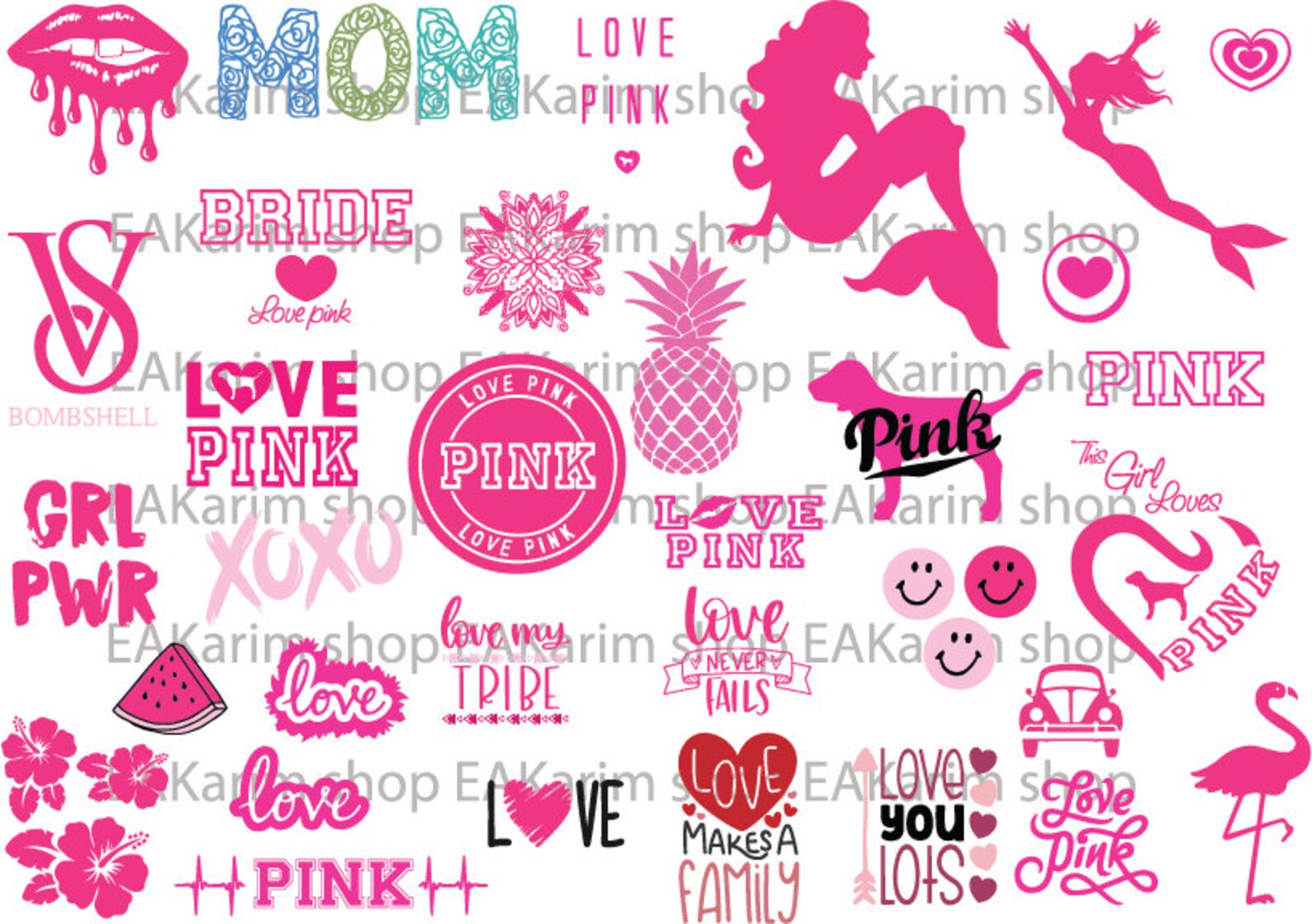 LOVE PINK SVG, Love Pink Svg Bundle, Love Pink Clipart, Pink Panther ...
