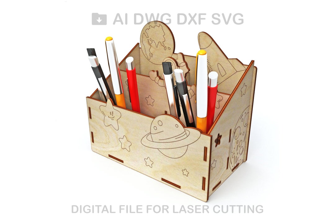 PENCIL HOLDER Laser Cut - TESTED -, Wooden Pencil Holder, Vector Files ...