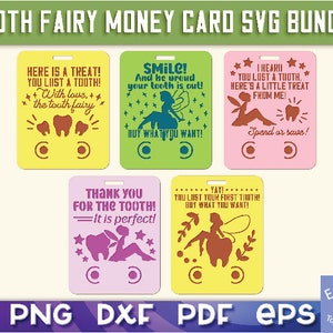Tooth Fairy Money Card, Svg, Png, Dxf, Eps and Pdf Files, Instant ...