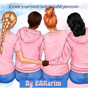 Best Friends Creator Kit, Besties Watercolor PNG Mega Bundle DIY ...