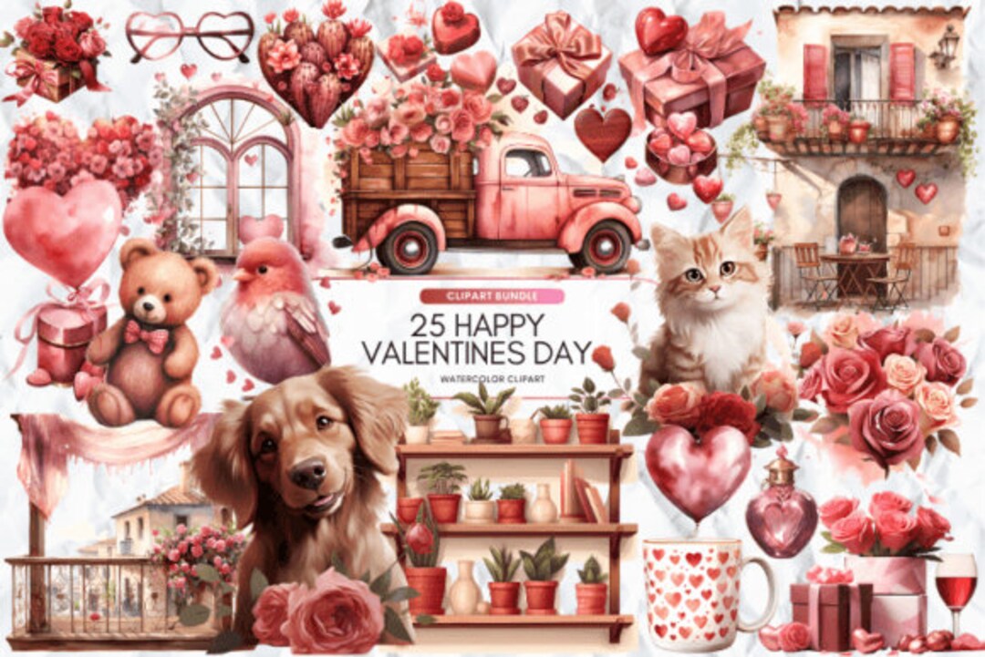 VALENTINE'S DAY - Love Clip Arts, Watercolor, High Quality (300 Dpi ...
