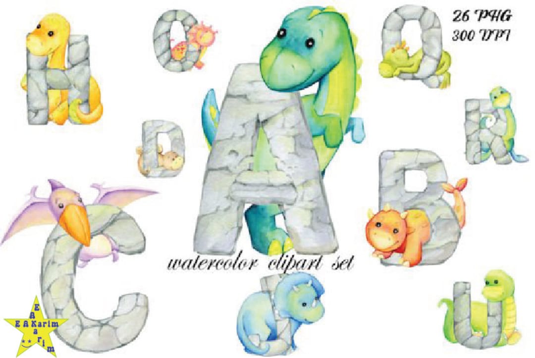 Cute Dino Alphabet Clipart Bundle Transparent PNG, Bundle Clipart ...