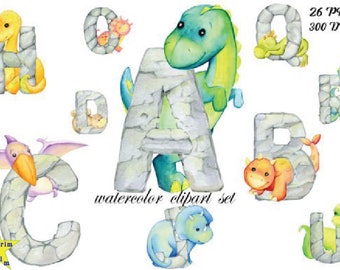 Cute Dino Alphabet Clipart Bundle Transparent PNG, Bundle Clipart ...