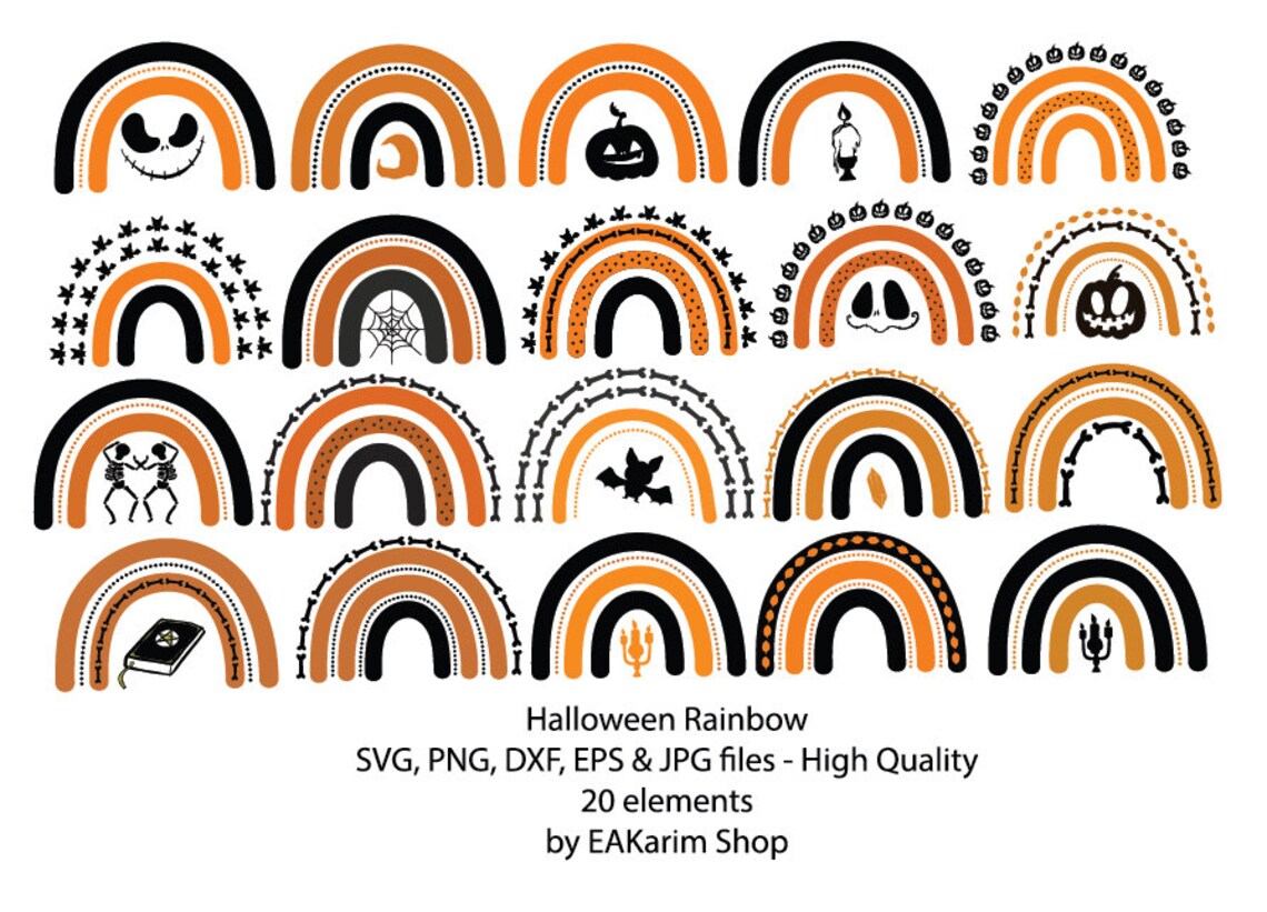 Halloween Rainbow SVG Bundle 20 Rainbows Svg Cut File - Etsy