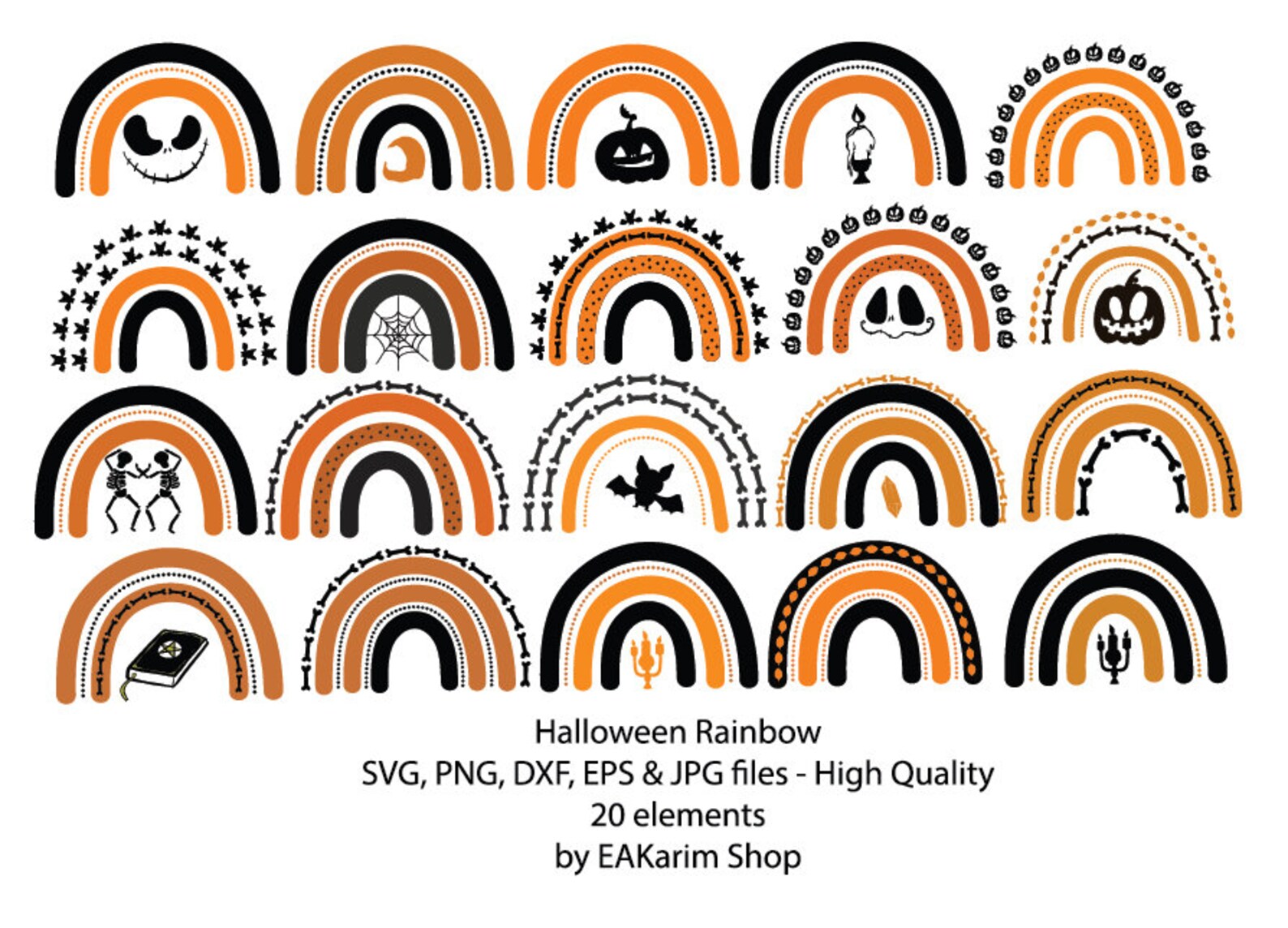 Halloween Rainbow SVG Bundle 20 Rainbows Svg Cut File - Etsy