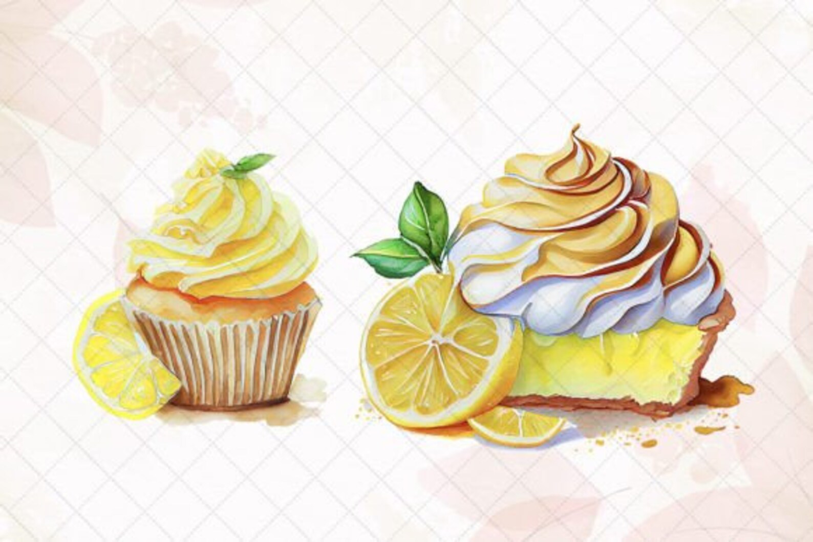 Lemons Watercolor Clipart Bundle PNG Images of Refreshing Summer Lemon ...