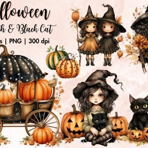 Witch Watercolor Clipart Bundle - PNG Images, Witchpunk, Halloween ...