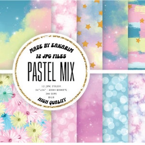 Pastel Mix Backgrounds, Pastel Watercolor Digital Paper, Pastel Ombre ...