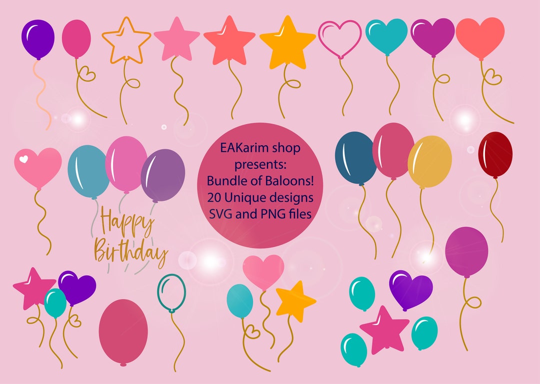 BALLOONS SVG, Balloon Bundle Svg, Balloons, Balloons Clipart, Balloon ...