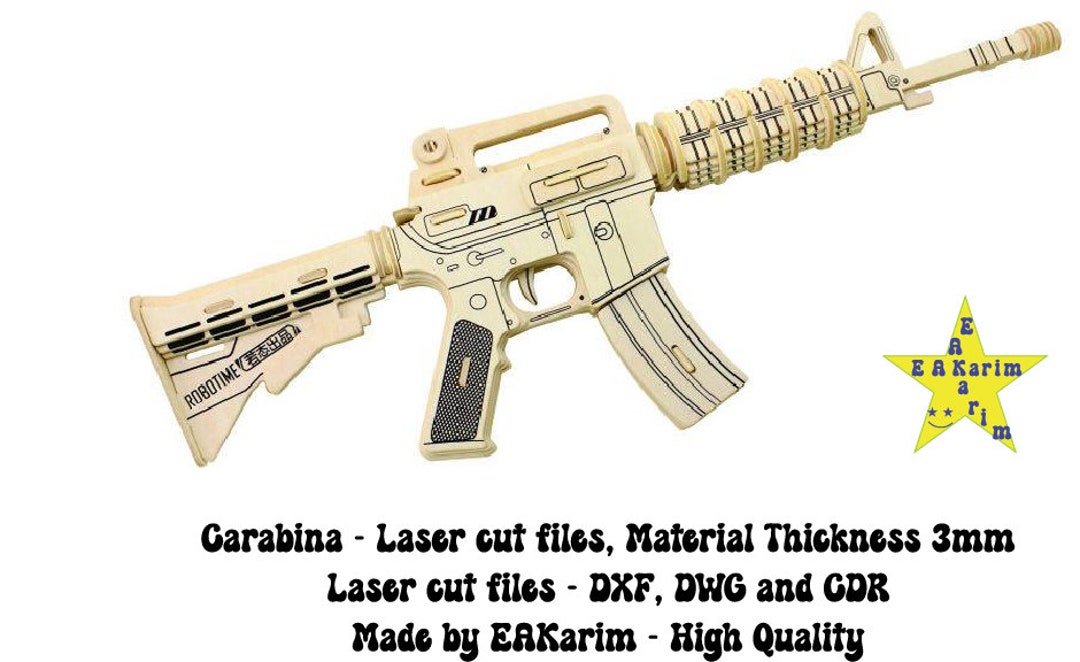 Carabina Laser Cut, Weapon Laser Cut, Glowforge, Laser Cut Files ...