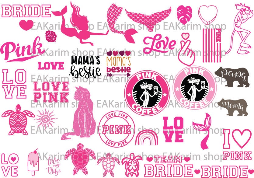 LOVE PINK SVG, Love Pink Svg Bundle, Love Pink Clipart, Pink Panther ...