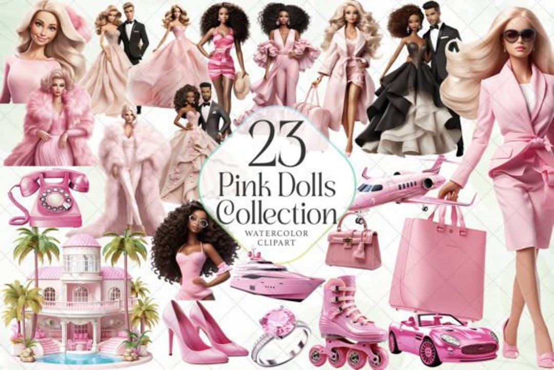 Pink Fashion Doll Graphics, Doll Clipart Bundle, Girl Doll Png Designs ...