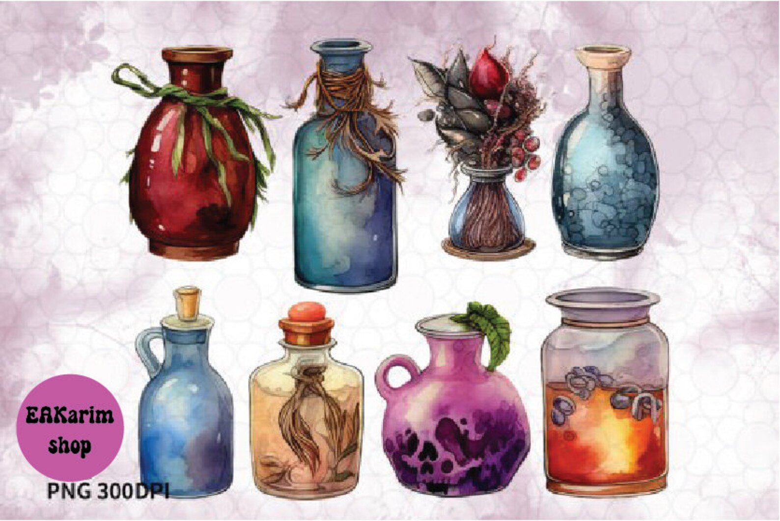 Witches Potionshelf Watercolor Clipart, Magical Mystical Art, Fantasy ...