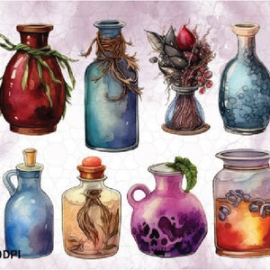 Witches Potionshelf Watercolor Clipart, Magical Mystical Art, Fantasy ...