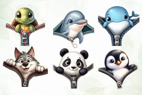 Zipper Animals Clipart, Cute Animal Stickers, Animals Meme Stickers ...
