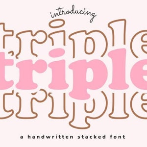 TRIPLE FONT, Font Ttf and Otf Files - Digital Files, Cute Font, Triple ...