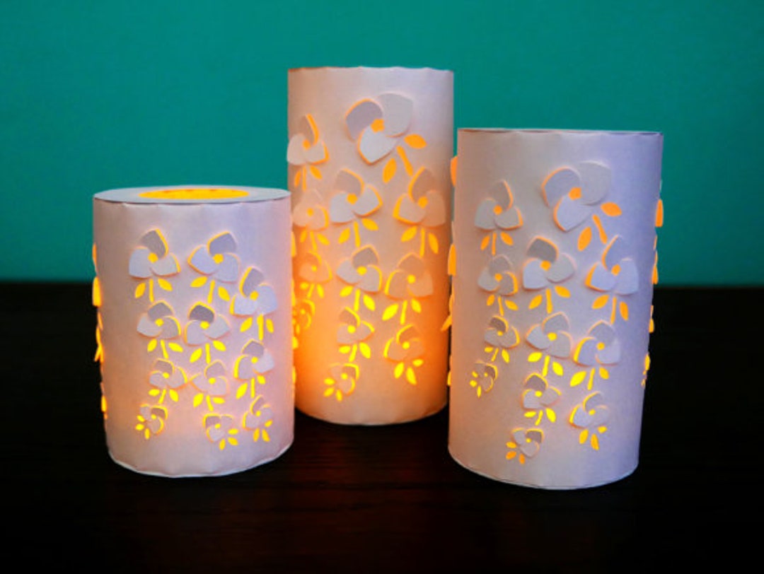 DIY Blossom Luminaries Template SVG and PDF Files for Download, Round ...