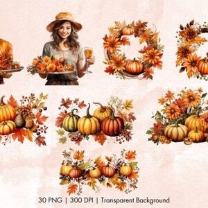 Thanksgiving Food Clipart, Thanksgiving Classic Food Watercolor PNG ...