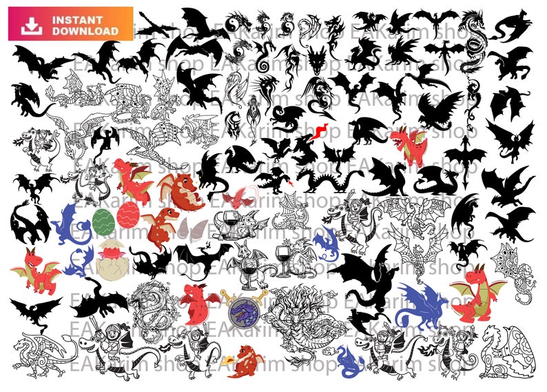 157 DRAGON SVG Bundle Dragon Cut File Dragon Svg Dragons - Etsy