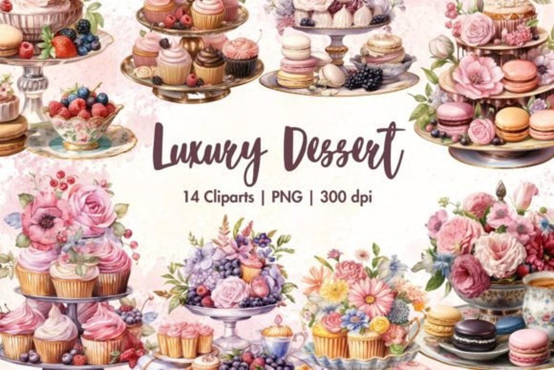 Luxury Dessert Watercolor, Clipart, Dessert Clipart PNG, Digital ...