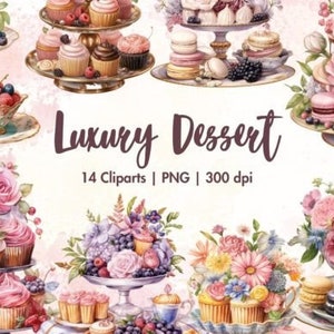 Luxury Dessert Watercolor, Clipart, Dessert Clipart PNG, Digital ...