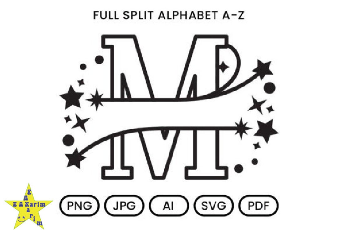 SPLIT MONOGRAM FONT Svg , Split Monogram Frame Alphabet, Family ...