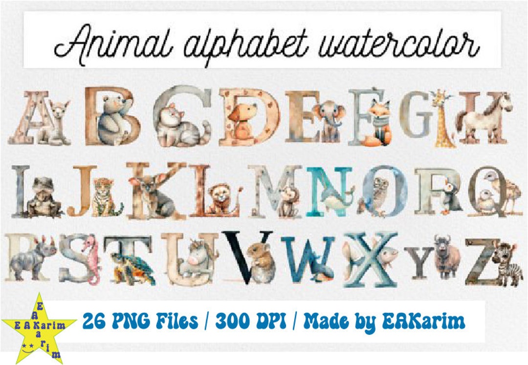 Cute Animal Alphabet Clipart Bundle Transparent PNG, Bundle Clipart ...