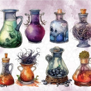 Witches Potionshelf Watercolor Clipart, Magical Mystical Art, Fantasy ...