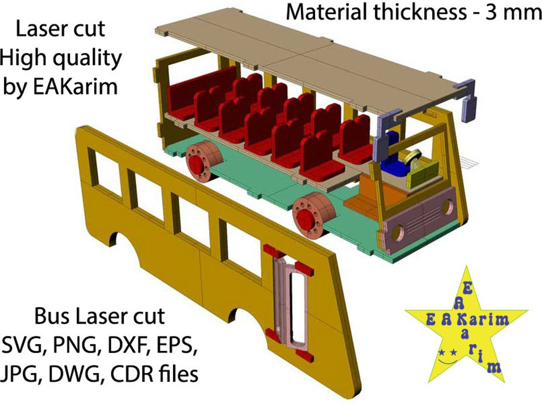 Bus Laser Cut File | SVG, CDR, DWG, Dxf, Png, and Others Digital Files ...