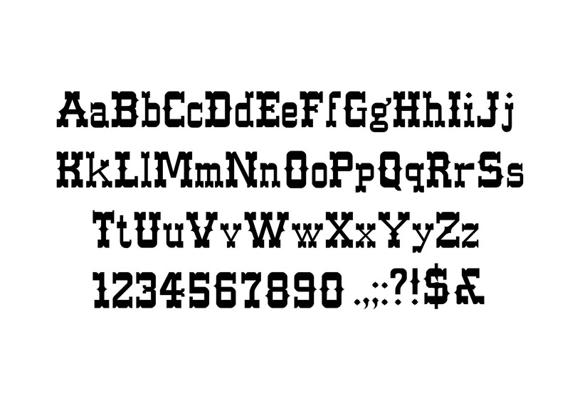 WESTERN FONT SVG, Western Alphabet, Western Letters and Numbers Svg for ...